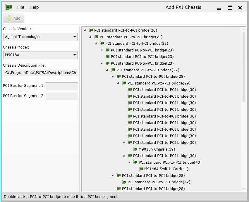 Understanding the Add PXI Chassis Window