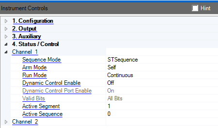 4. Status / Control (M8190A)