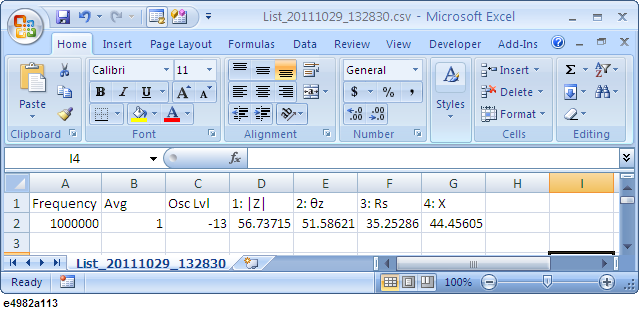 Saving the List Measurement Display in CSV Format