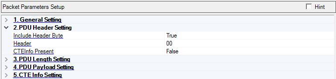 2. PDU Header Setting