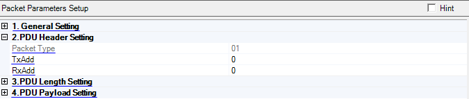 2. PDU Header Setting