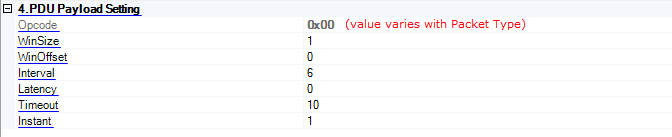 PDU Payload Setting (LL_CONNECTION_UPDATE_REQ)