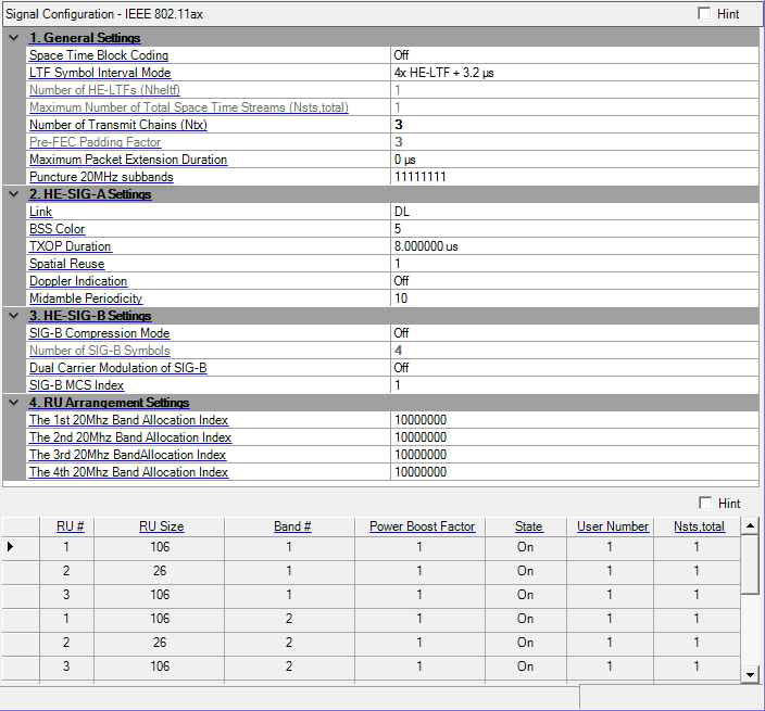 802.11ax Signal Configuration