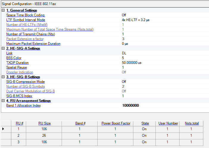 802.11ax Signal Configuration