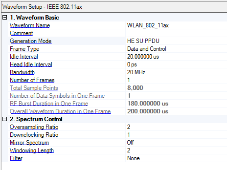 Waveform Setup - 802.11ax