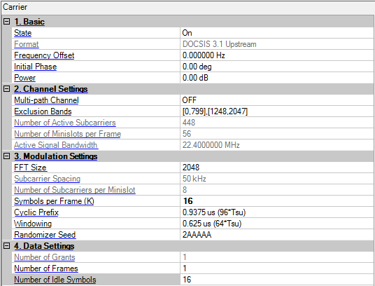 Carrier for DOCSIS 3.1 Upstream