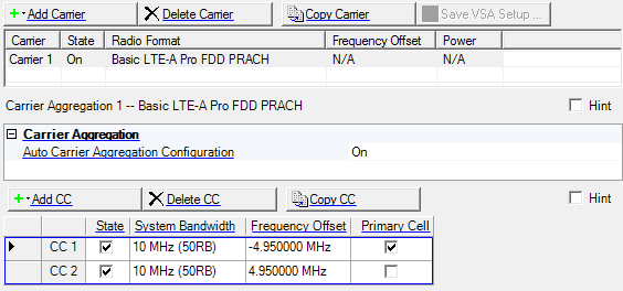 Carrier Aggregation (Basic LTE-A Pro FDD PRACH)