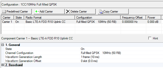 General (Basic LTE-A FDD Uplink)
