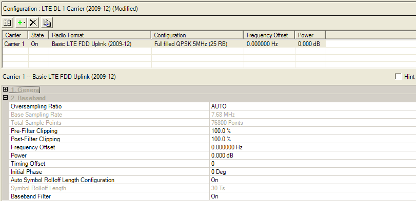 Baseband (Basic LTE-A FDD Uplink)