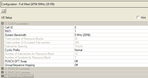 Cell Parameters (Basic LTE-A FDD Uplink)