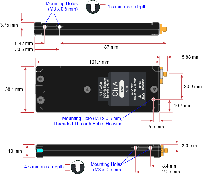 N1046A 100 GHz Electrical Remote Sampling Head Module