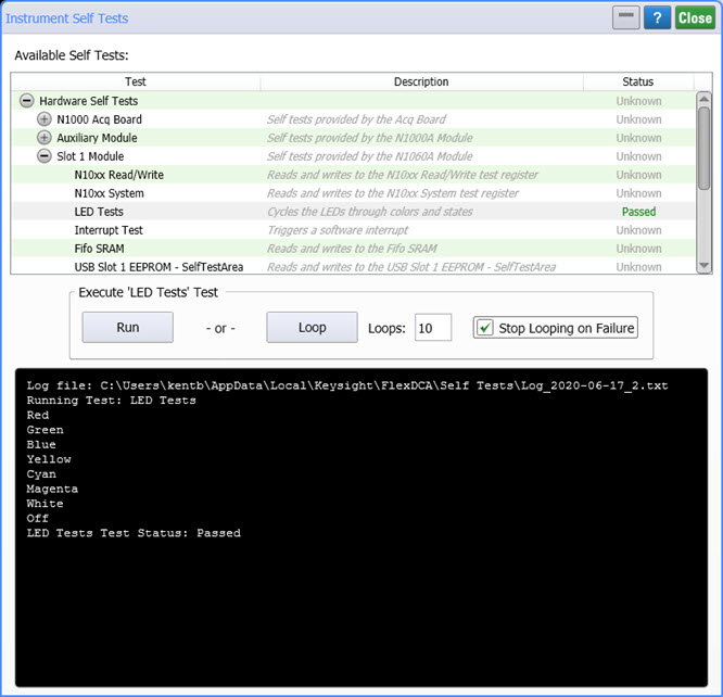 Instrument Self Tests